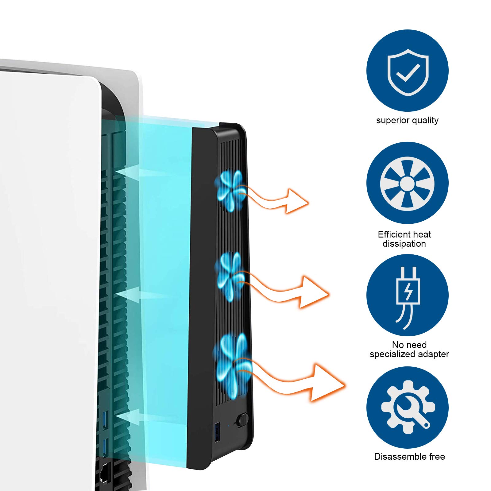 ICQUANZX Cooling Fan for Sony Playstation 5,USB External Cooler 3 Fan for PS5 Digital Edition & Ultra HD Video Game Consoles Mini Cooling System