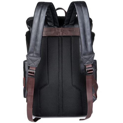 HKZHITOU Leather Backpack For Men,Men Leather Laptop Backpack Travel Waterproof Bag Fit 16 Inch