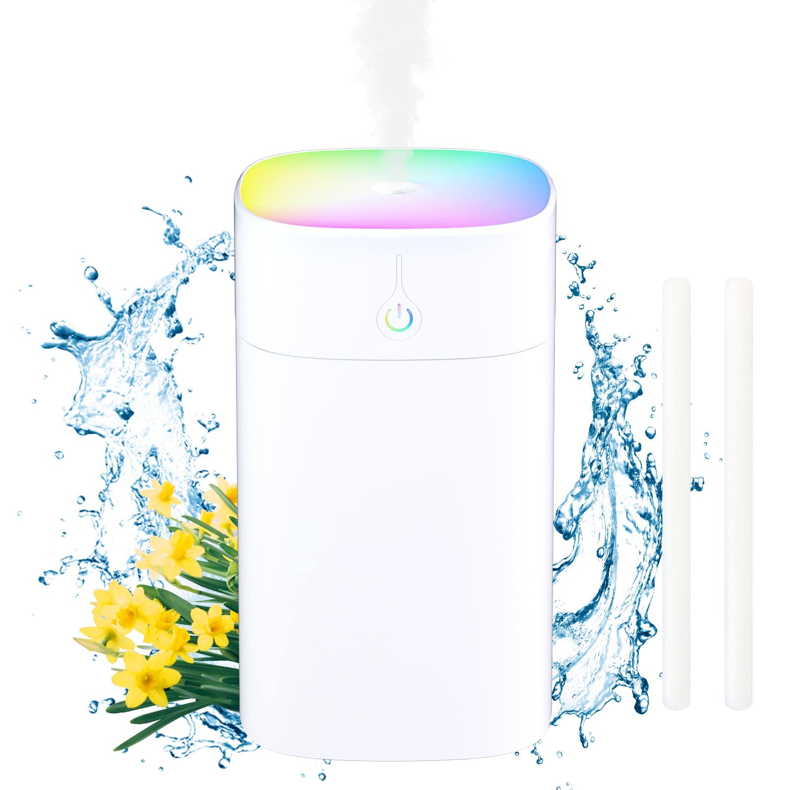 mini humidifier for bedroom Colorful Cool Mist Humidifier 350ML Personal Desktop Humidifiers with Night Light Jelison Auto Shut-Off, 2 Mist Modes,Super Quiet, for Home,Office, Yoga,White