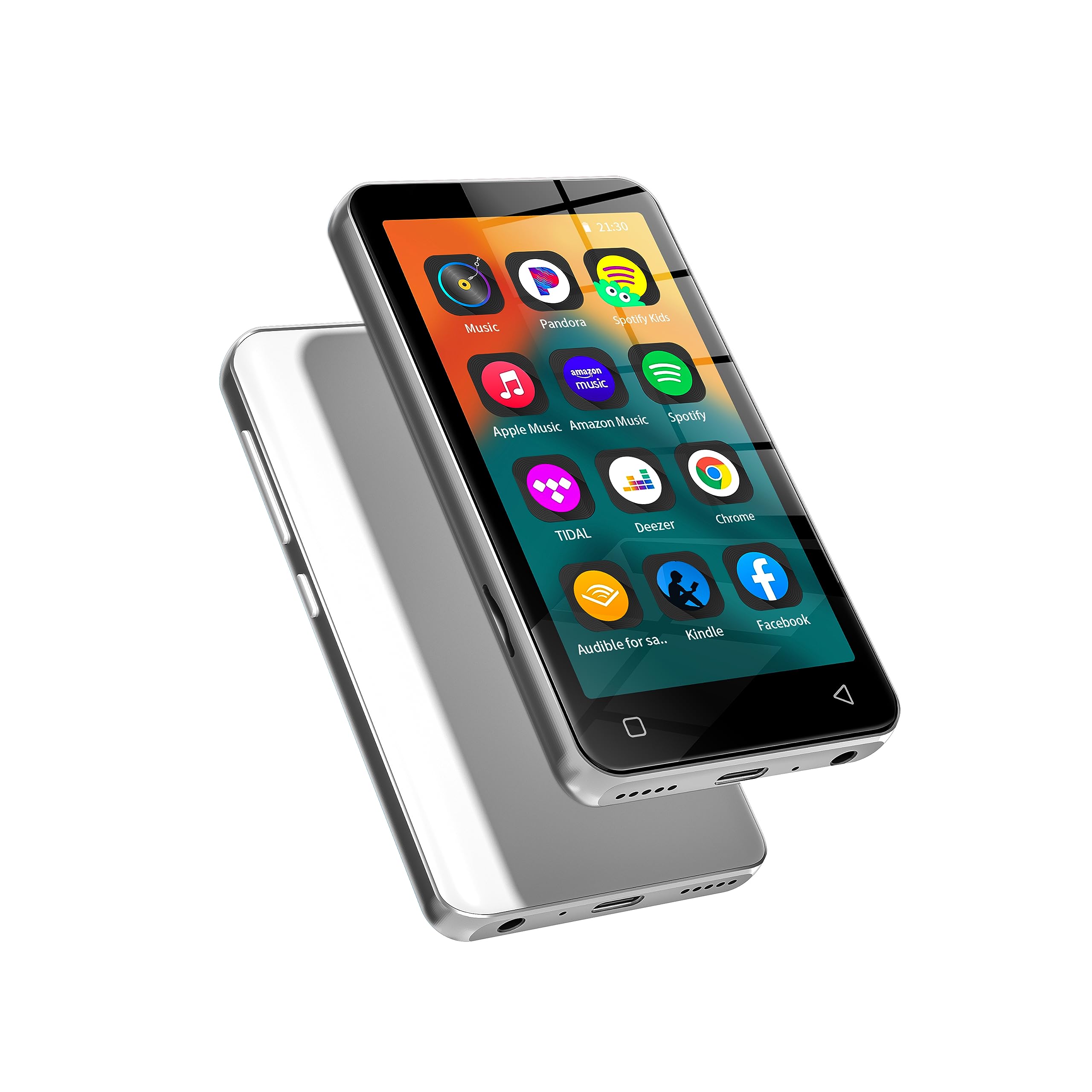innioasis 16GB MP3 Player with Bluetooth and WiFi, Spotify, Pandora, Amazon Music, Audible, 4" Touch Screen Android Streaming MP3 MP4 Player (Silver)