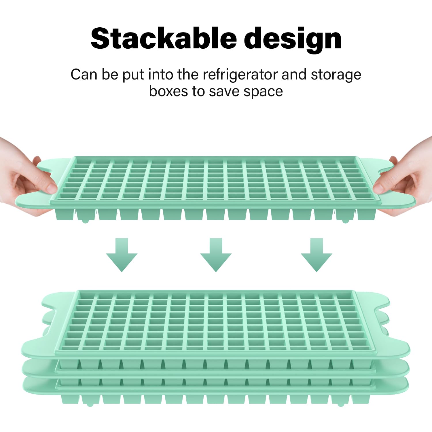 Mini Ice Cube Tray for Freezer: FDDBI Small Ice Trays for Freezer with Bin - 135×4PCS Easy Release Nugget Ice Tray - Crushed Ice Tray with Container