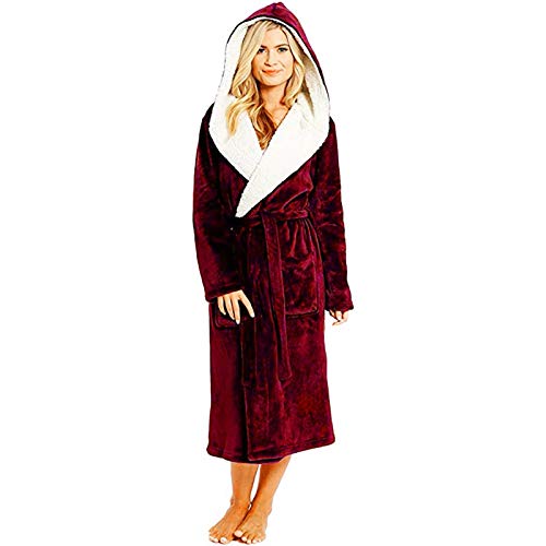 JJHAEVDY Women Soft Plush Robes Hood Personalized Fleece Robe for Women - Long Fluffy Spa Bathrobes Warm Plush Bathrobe