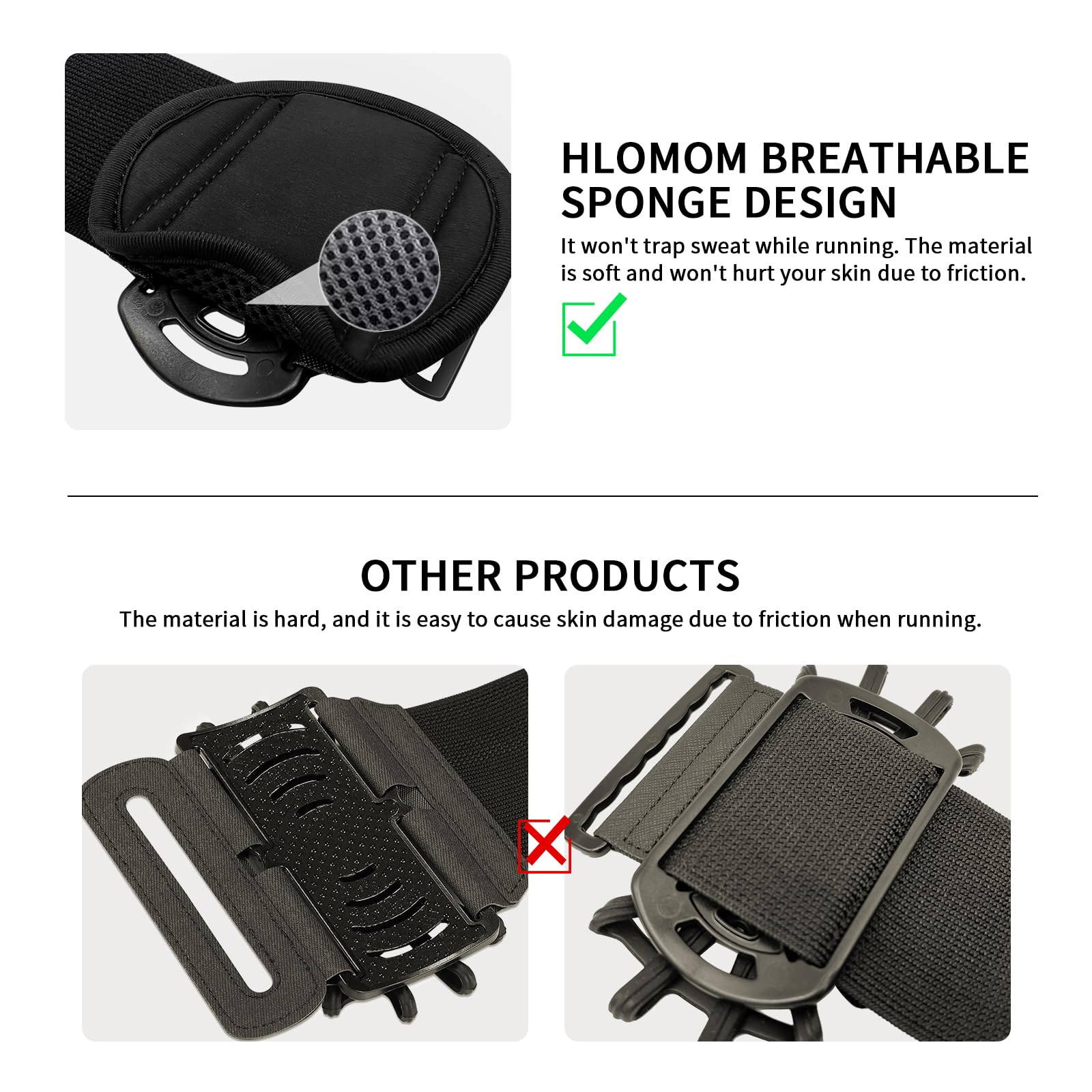 HLOMOM Running Phone Holder,Sports Phone Wristband 360° Rotation & Detachable (4.7-7.5in)