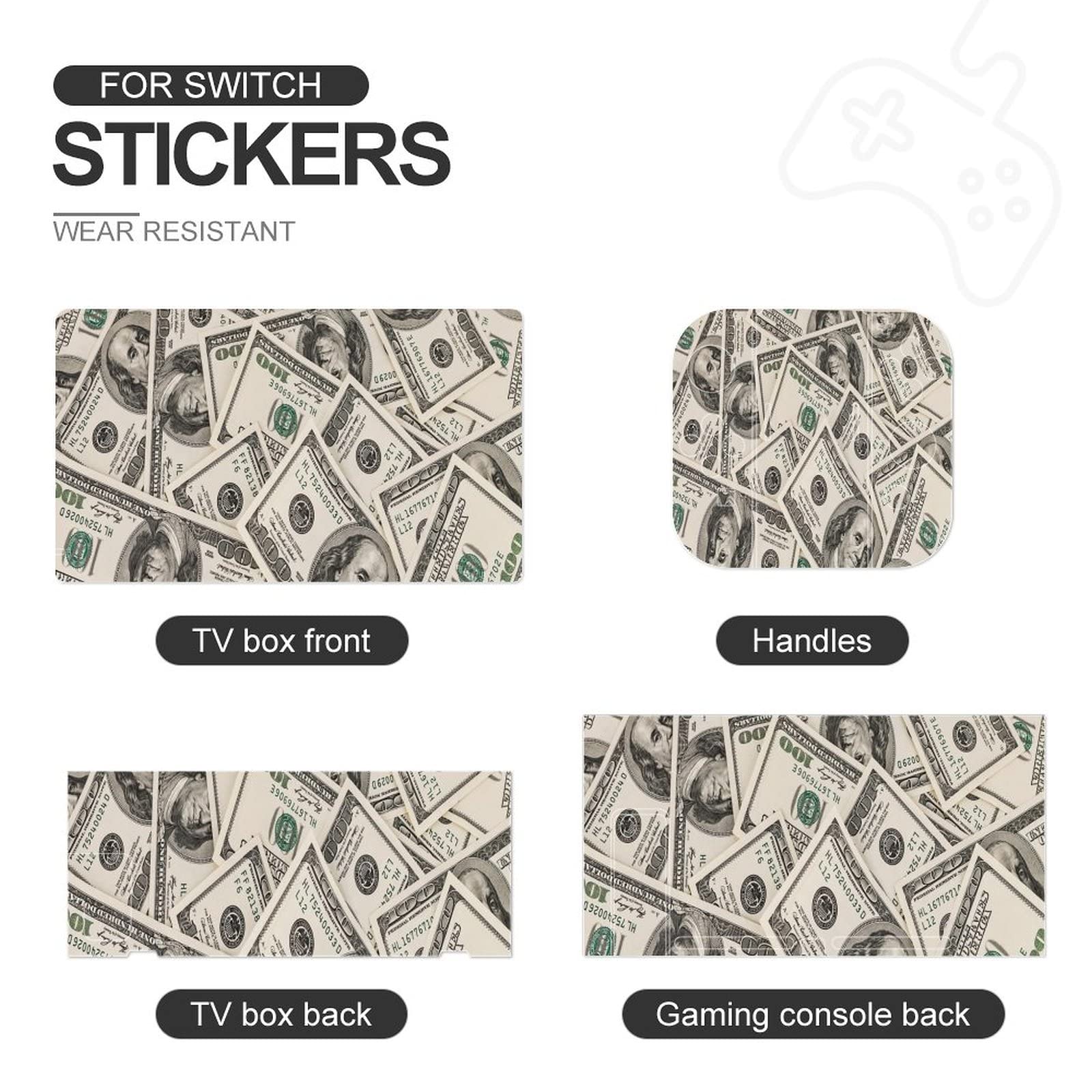 Money American Hundred Dollar Bills Decal Stickers Cover Skin Protective FacePlate for Nintendo Switch for Switch