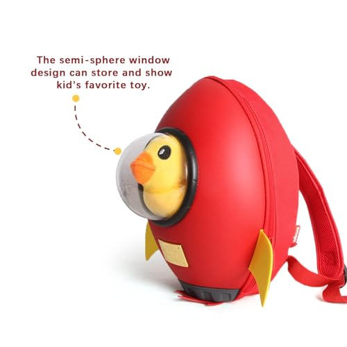Supercute Kids Rocket Backpack, Toddler Travel Backpack for 3-8 Year Old Boys Girls Waterproof Bookbag for Student (Red)