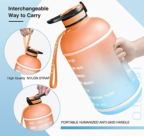 KEEPTO 1 Gallon Water Bottle with Straw Water Jug with Time Marker