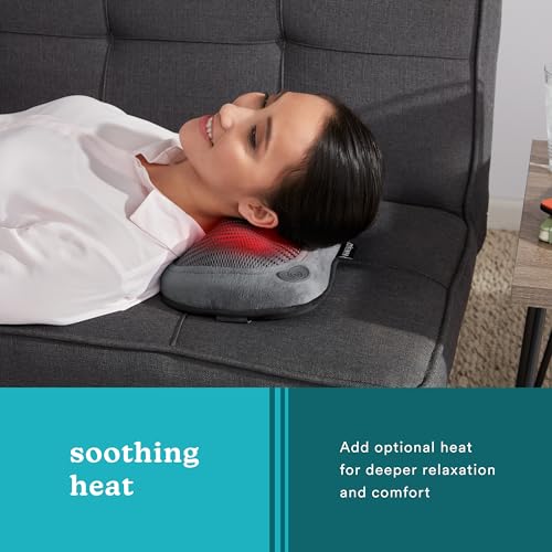 Homedics Cordless Shiatsu All-Body Massage Pillow with Soothing Heat, Reverse Function, Rechargeable Battery, and Integrated Controls âLightweight