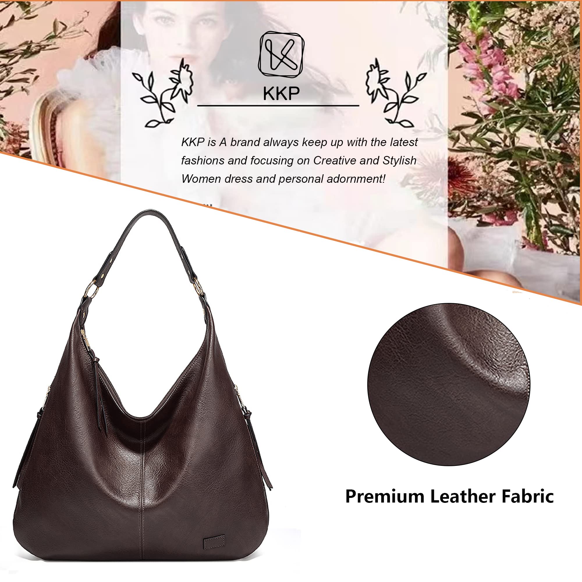 KKP Hobo Purses Shoulder Handbags for Women -Large Soft PU Leather Tote Bag