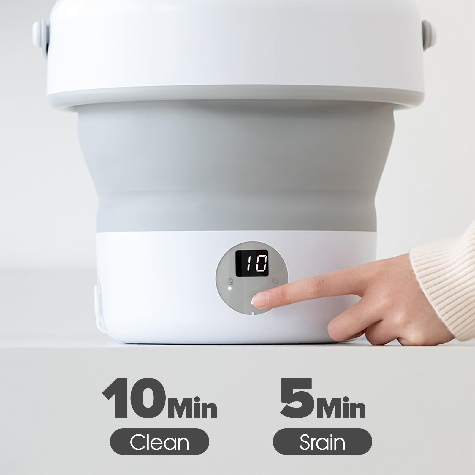 Joiena Portable Washing Machine Compact Foldable Mini Washer with Spin Basket, LED Display-Small Washer for Baby Clothes, Underwear, Socks and Small Items, Ideal for Apartments, RVs, or Travel