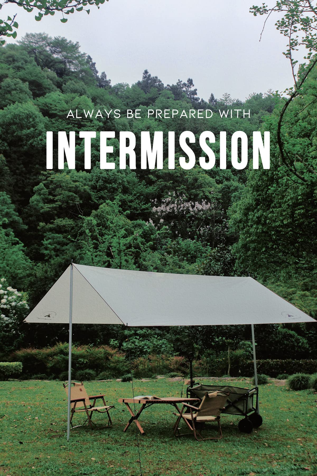 Intermission Camping Tarp and Pole Kit, 10 * 10ft, Waterproof, Lightweight for Camping,Camping tarp with Poles,Waterproof Camping tarp, Backpacking, Outdoor, Picnic, Sunshade,Ultralight Aluminum Pole