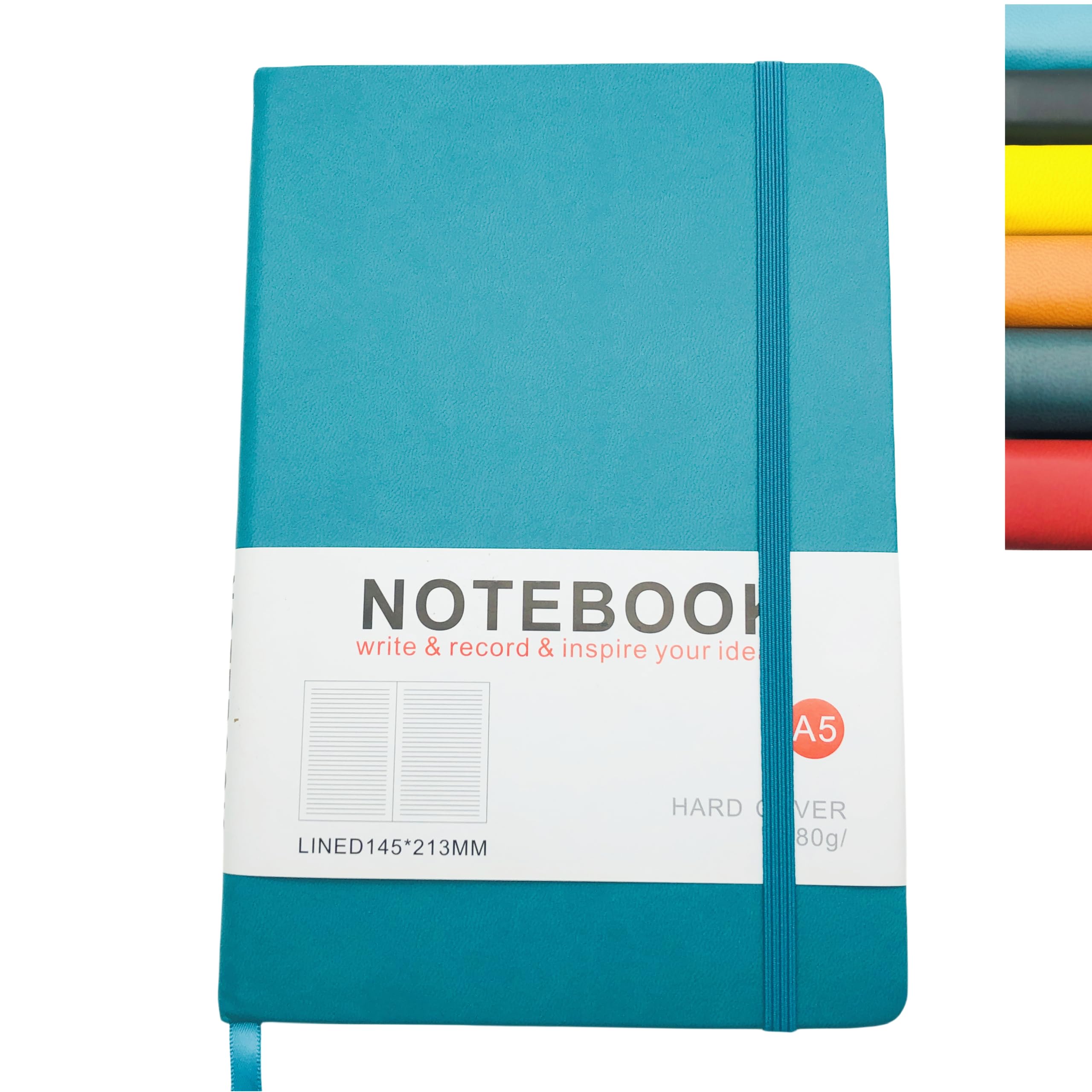 Hianan Journal Notebook,Line Ruled,Hardcover with PU Leather,200 Pages, A5 Medium 5.7 x 8.4 inches,80gsm quanlity Thick Paper (ROBIN BLUE)