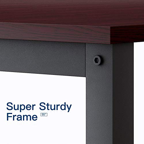 Home Office Computer Desk with Shelves,55 inch Modern Sturdy Desk,Writing Desk with Storage Shelves,African Walnut