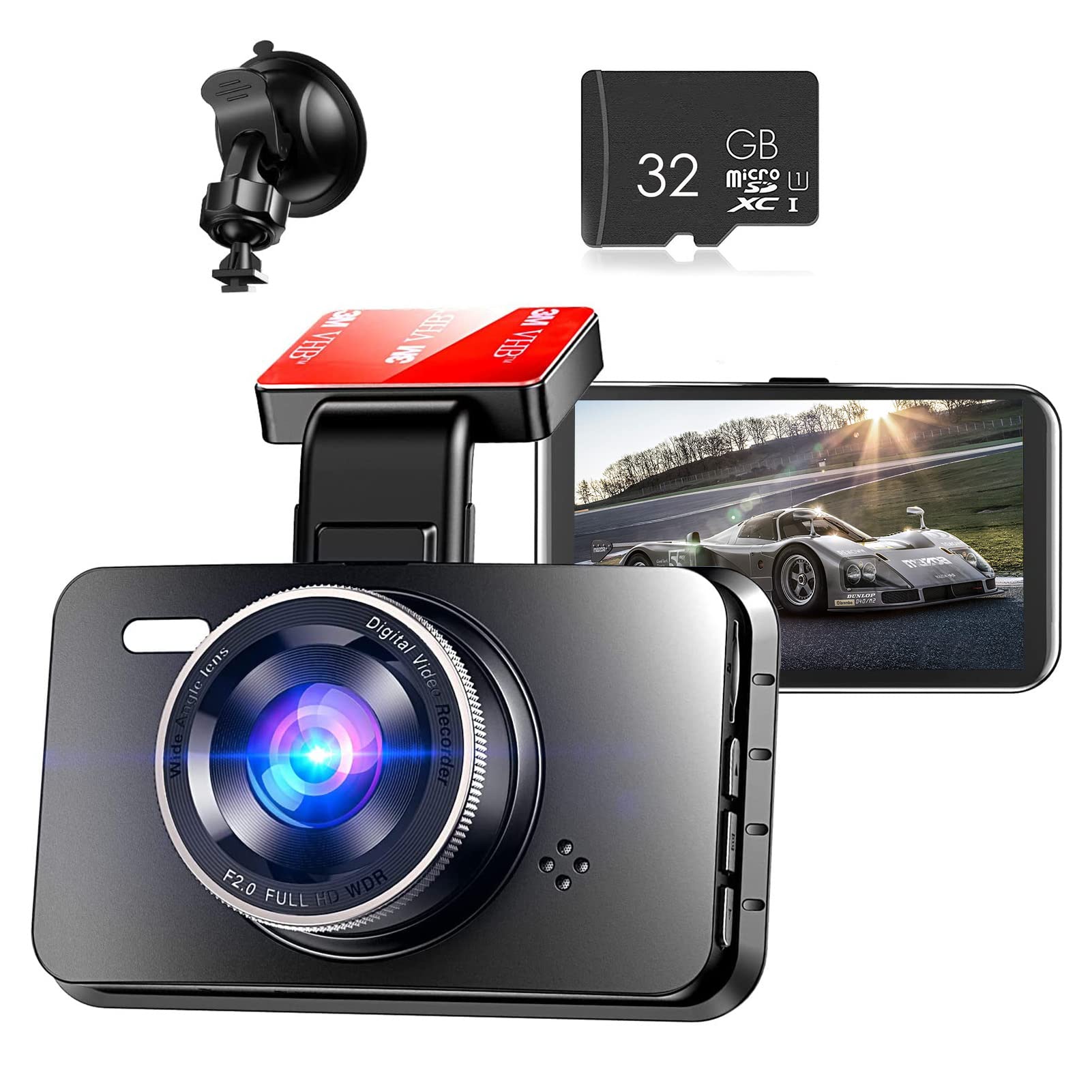 Korlagh Dash Cam Full HD 1440P Dash Camera for Cars 170° Wide Angle 3.5" LCD Screen, WDR,Parking Monitor ,Super Night Vision Loop Recording Motion Detection Dashboard Camera