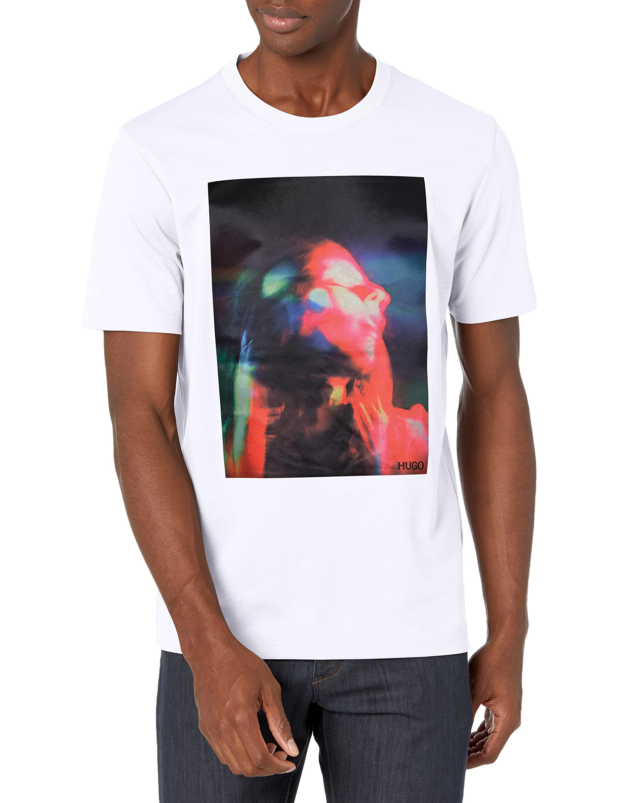 HUGO Jersey Graphic Crew Neck T-Shirt Chalk White