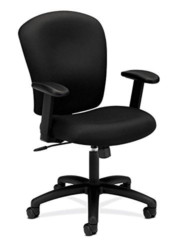 HON HVL220.VA10 Mid Back Task Chair - Fabric Computer Chair with Arms for Office Desk, Black (HVL220) (2)