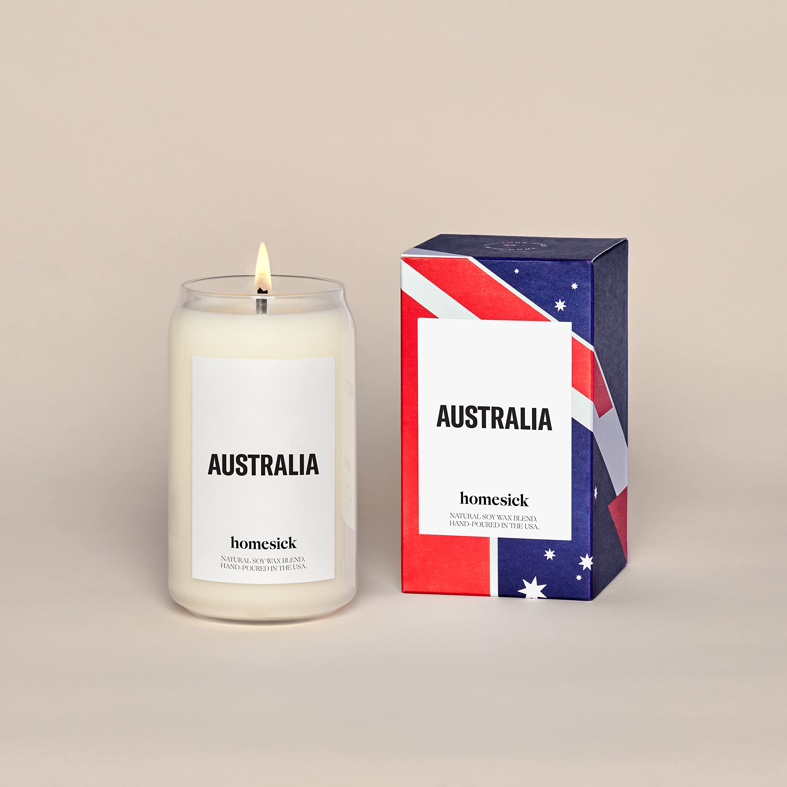 Homesick Premium Scented Candle, Australia - Scents of Eucalyptus, Chocolate, Rose, 13.75 oz, 60-80 Hour Burn, Natural Soy Blend Candle Home Decor, Relaxing Aromatherapy Candle