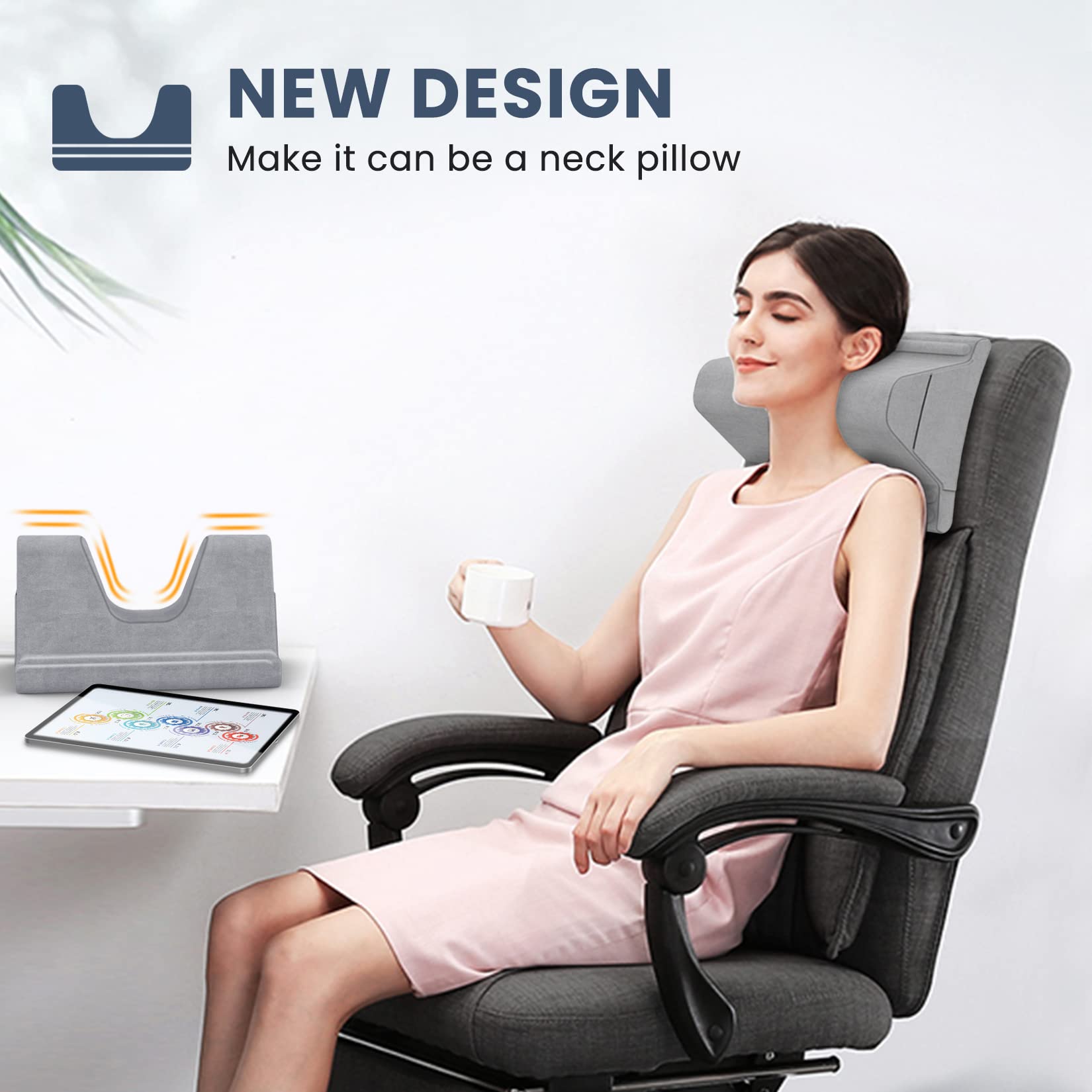 Nusican Tablet Pillow Holder Stand for Neck, ๐ฎ๐ฌ๐ฎ๐ฏ ๐จ๐ฝ๐ด๐ฟ๐ฎ๐ฑ๐ฒ๐ฑ Pillow Holder for Lap, Bed & Desk, Multi-Angle Tablet Pad with Pocket,Compatible with iPad,Samsung Galaxy,Kindle Fire & E-Reader