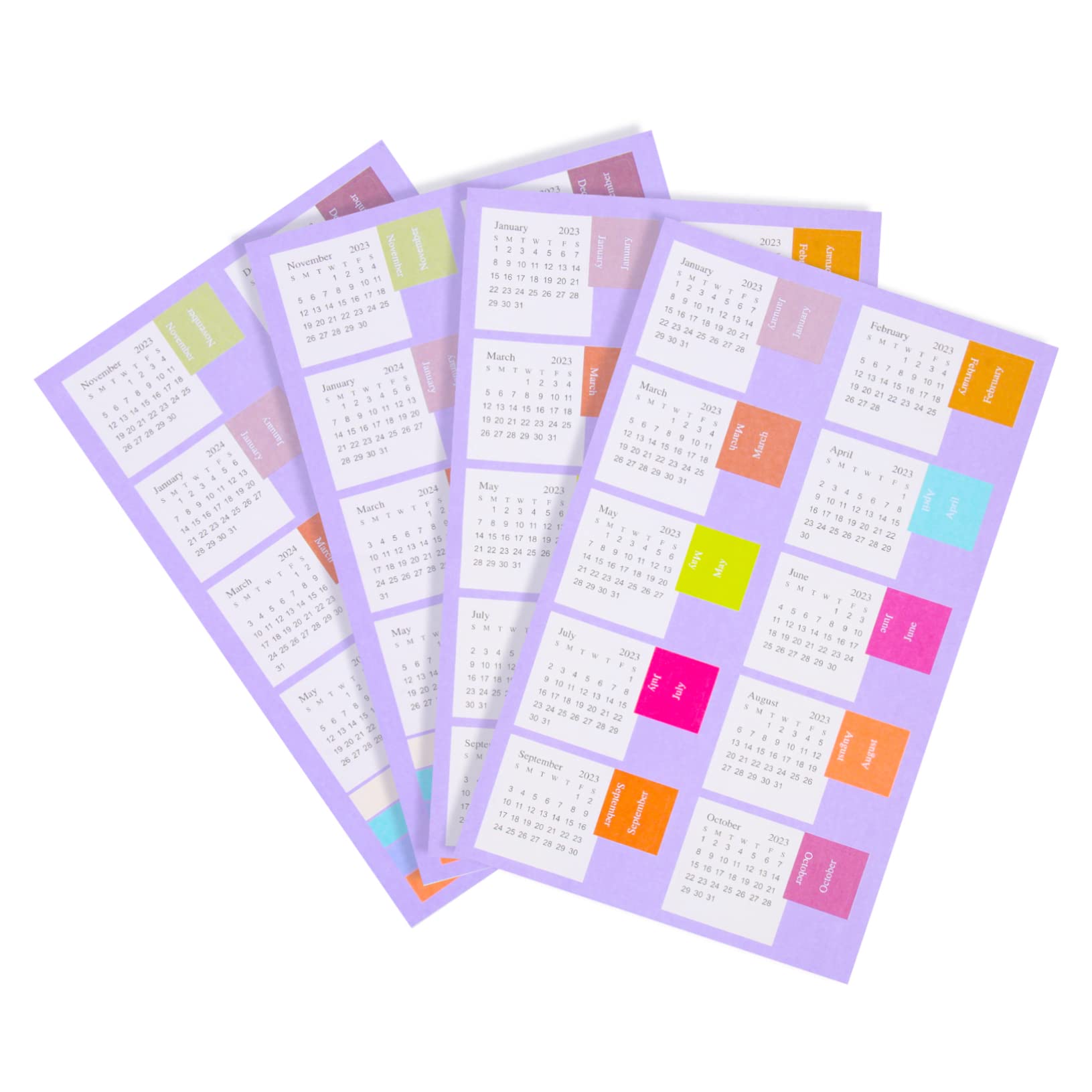 jojofuny 4 Sheets Monthly Page Stickers Sticker Labels Decorative Labels 2023-2024 Month Stickers Calendar Planner Stickers Monthly Sticker Colored Stickers Notepad Decor Books