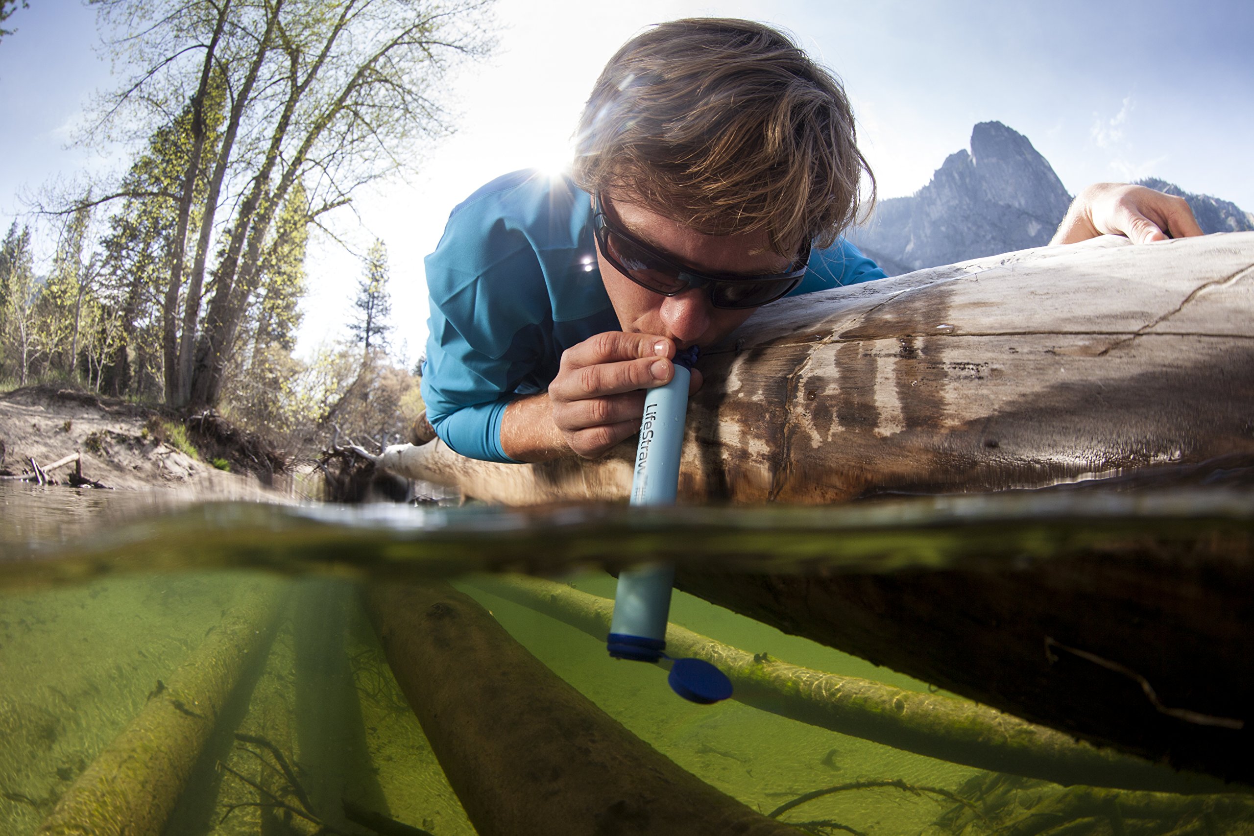 LifeStraw Personal Water Filter for Hiking, Camping, Travel, and Emergency Preparedness, 2 Pack, Blue & Potable Aqua Water Purification Tablets with PA Plus - Two 50 Count Bottles