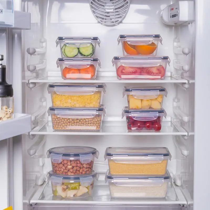 iKumar 10 Pcs (5 Containers & 5 Lids) Premium Multifunctional Large Refrigerator Fresh Food Storage Containers Set - Leakproof, BPA-Free Plastic Sealed Plastic Fresh Keeping Box with Lids