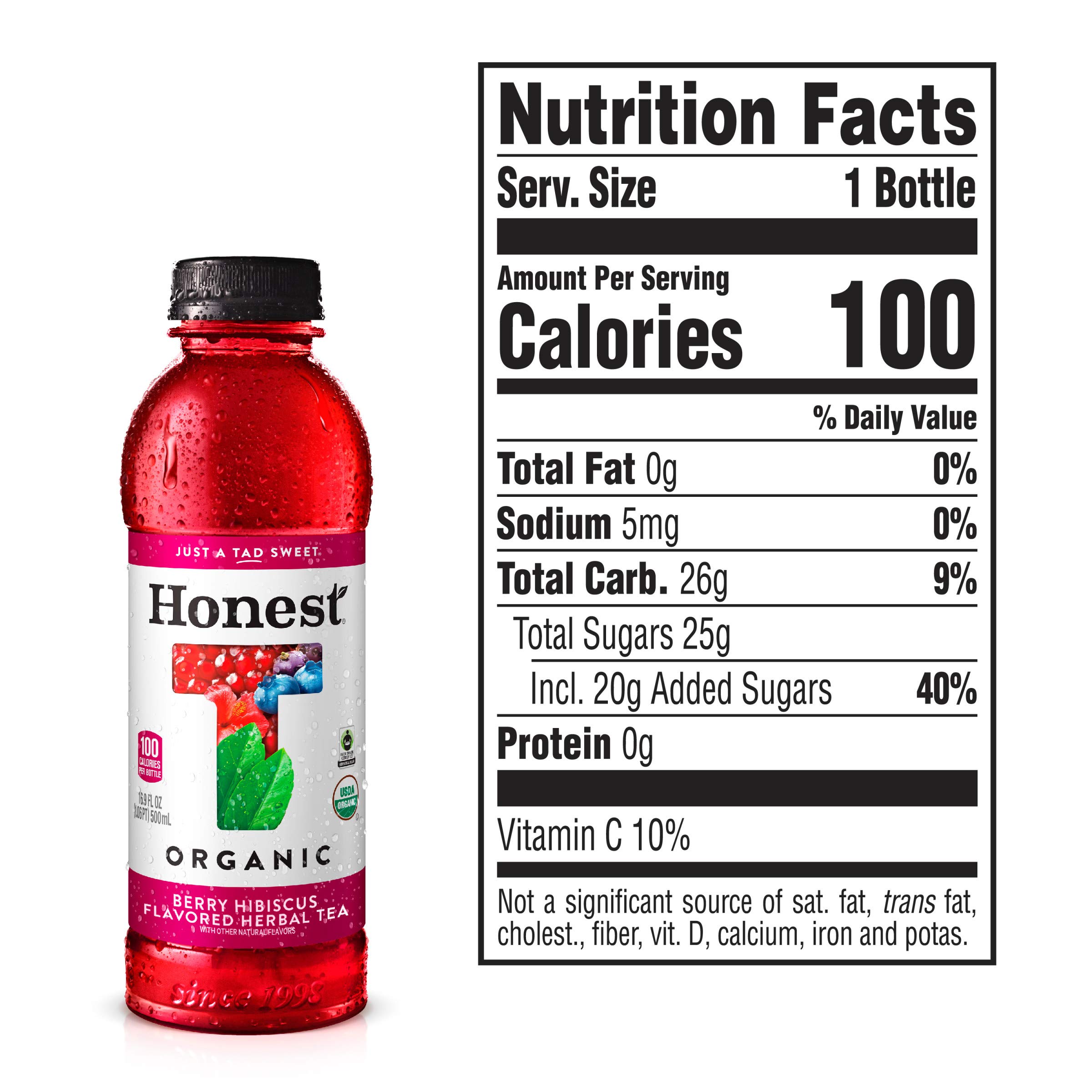 Honest tea Organic Fair Trade Berry Hibiscus Flavored Herbal Tea, 16.9 fl Oz (Pack of 12)