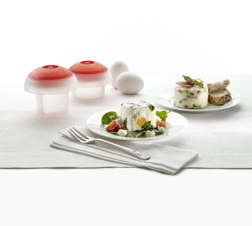 Lekue Ovo Egg Cooker Kit of 1 Square Egg Mold and 1 Round Egg Mold (Set of 2), Red (3402400SURU008)