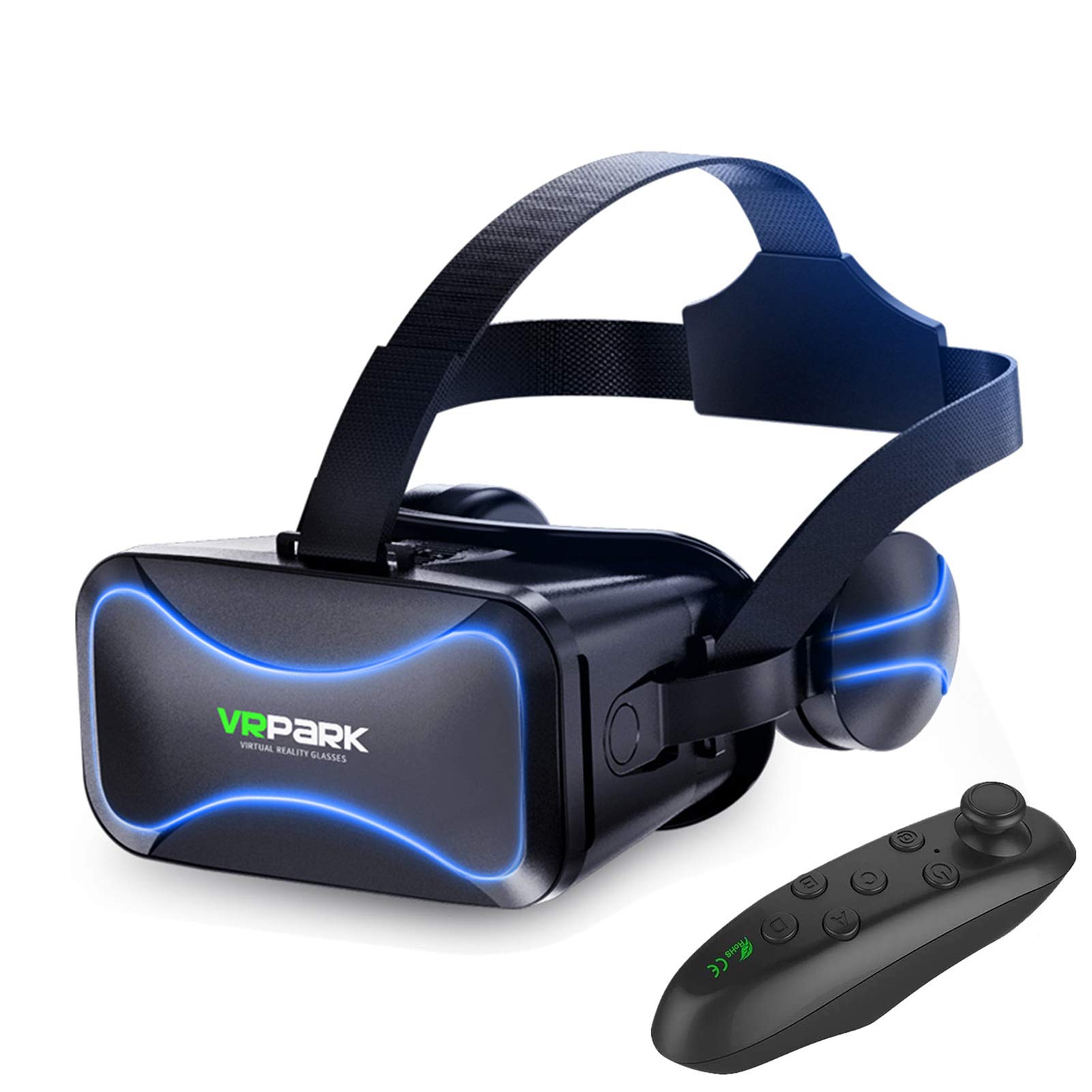 Hzemci 3D Virtual Reality Headset - Headset VR Headset With Remote Control, Portable Adjustable Virtual Reality Headset, 360° Field Of View, Enclosed HiFi Stereo, Used For VR Games And 3D Movies