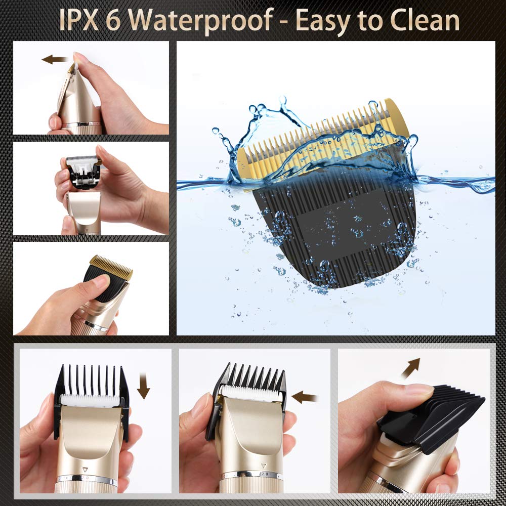Hair Clippers for Men, DIOZO Professional Hair Trimmer Set Cordless Rechargeable Led Display Five Speed Adjustment Electric Hair Clippers with 6 Guide Combs