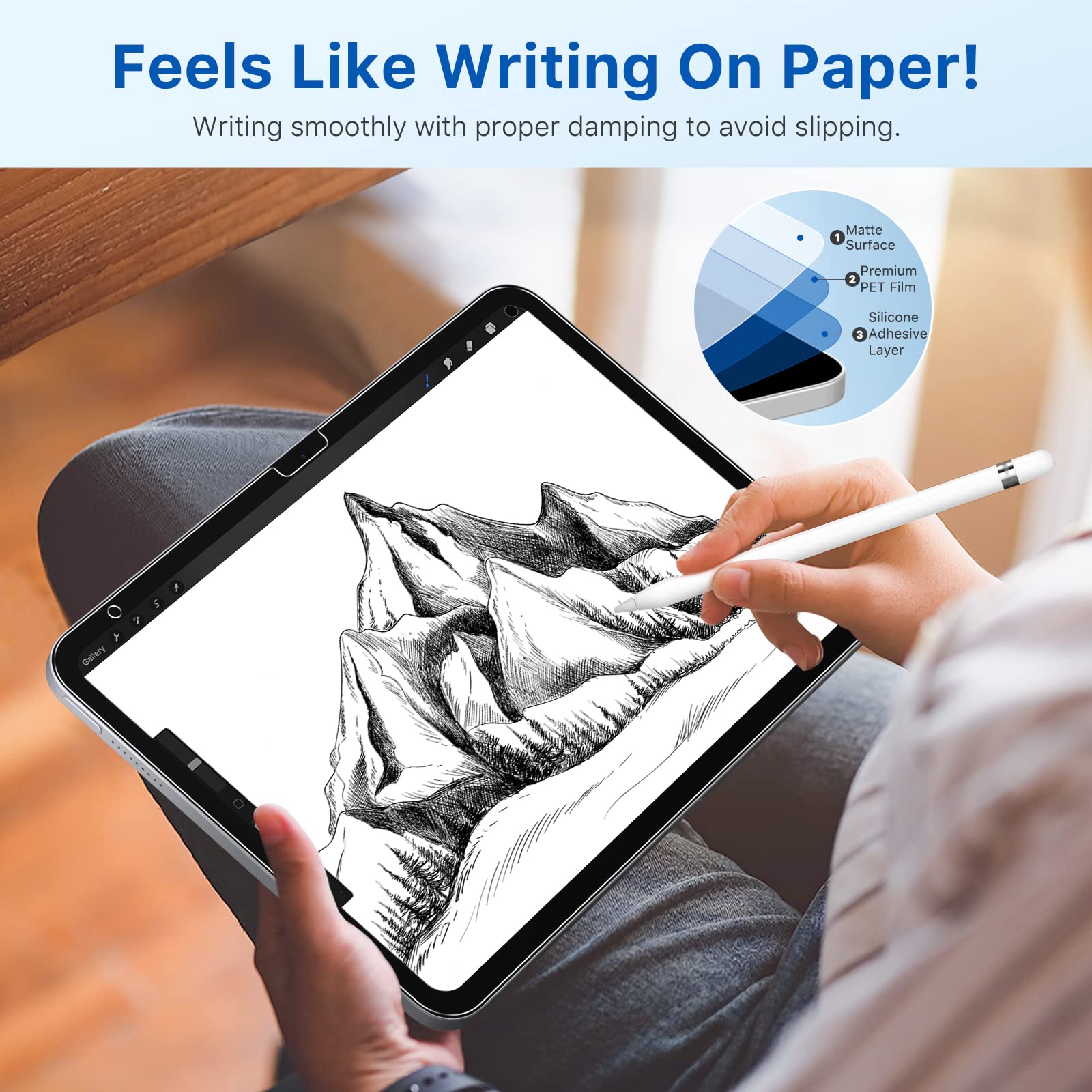 MoKo Paper Felt Screen Protector Fit iPad 10th Generation 10.9 Inch 2022, PET Matte iPad 10th Generation 2022 Anti-Glare Film, Drawing and Writing Feels Like on Paper, 1-Pack, Matte