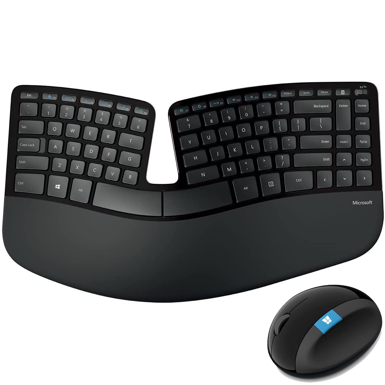 Microsoft Sculpt Ergonomic Wireless Desktop Keyboard and Mouse, Black (L5V-00001) Bundle with Deco Gear Large Extended Pro Gaming Mouse Pad Water Resistant Non-Slip