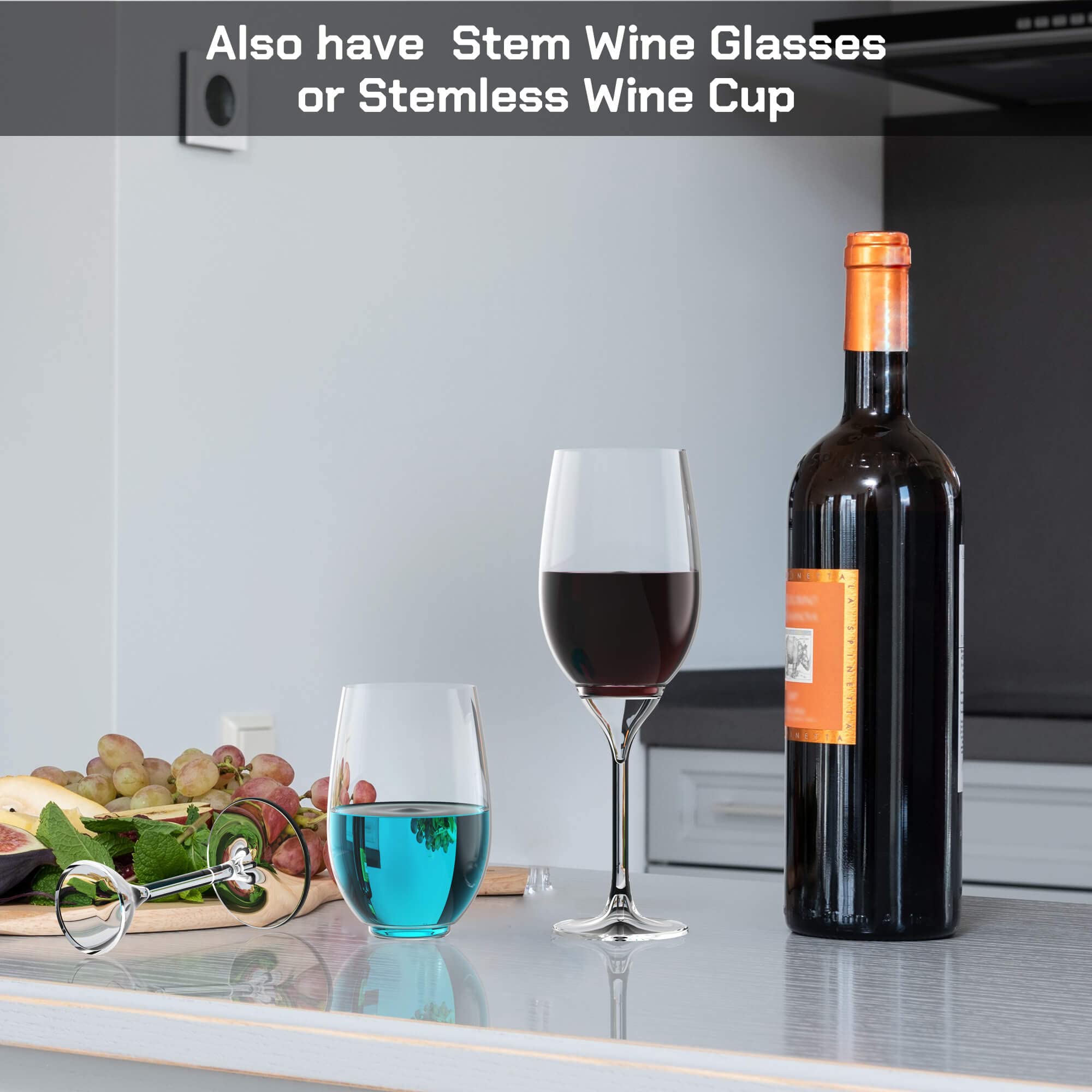 JIUBAR Travel Wine Glasses, Detachable Tritan Plastic stem wine glasses or Stemless Wine Cups/Champagne Glasses,Reusable Shatterproof Recyclable,clear color,BPA Free.