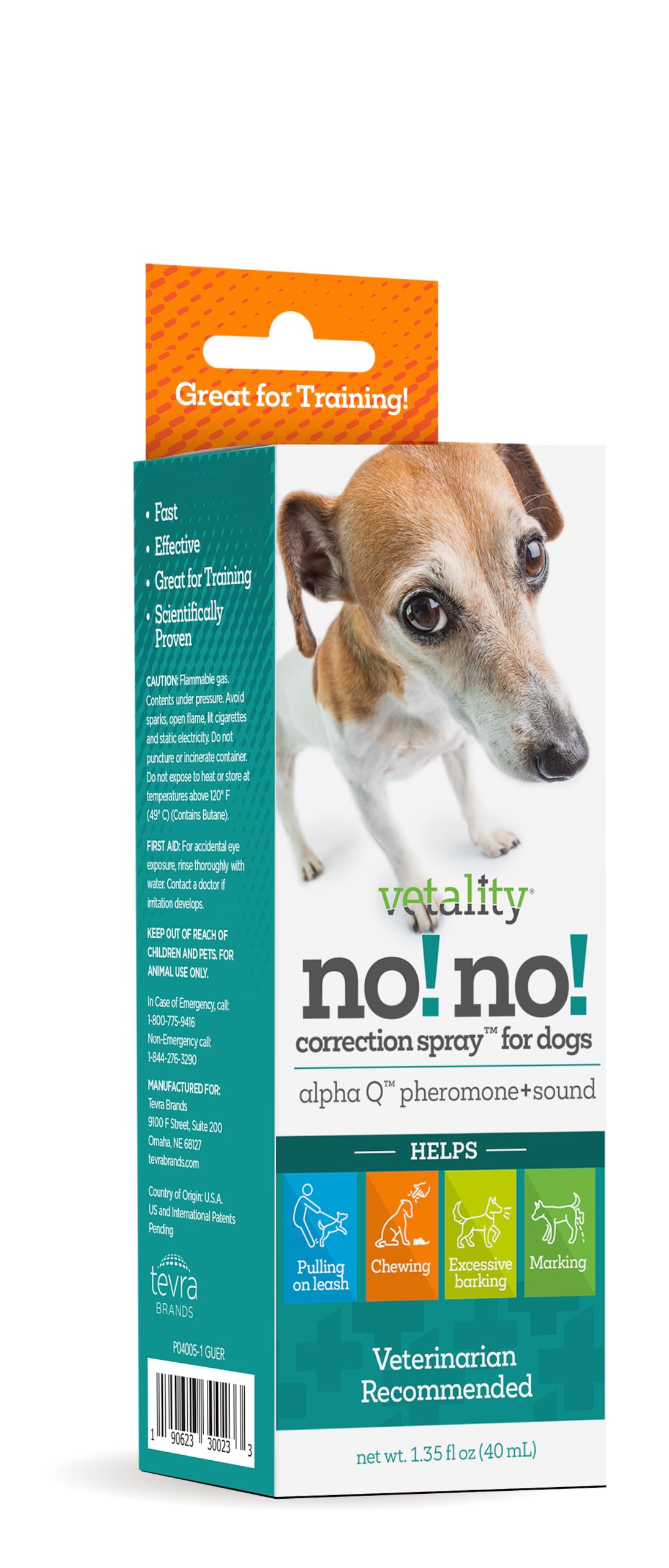 Vetality No No Behavior Correction Spray for Dogs | Patatented AlphaQ Pheromone Stops Barking, Jumping, Food Stealing and Fighting | 1.35 Fl Oz