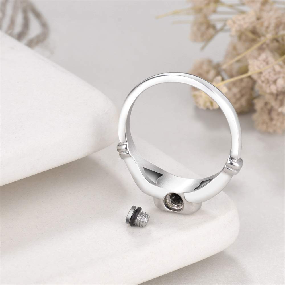 HOUSWEETY Tiny Heart Cremation Urn Ring Hold Loved Ones Ashes for Women Finger Ring Memorial Jewelry Size 8
