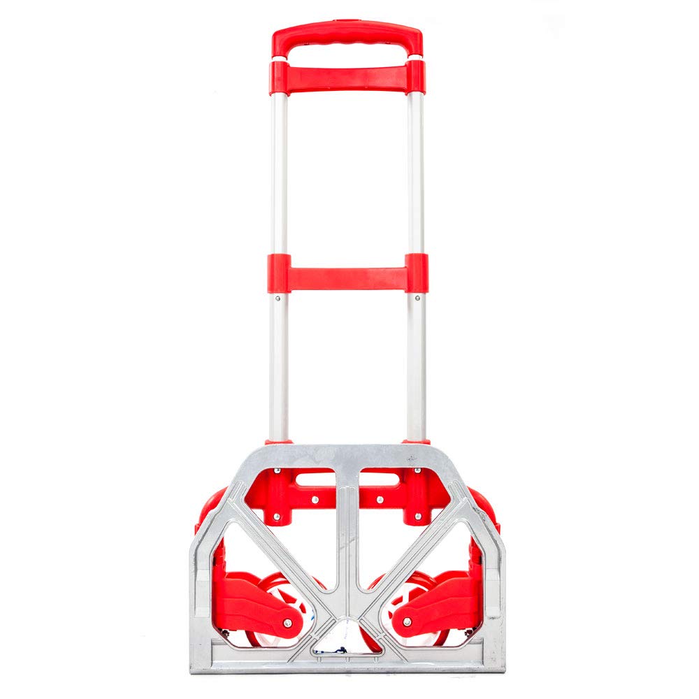 Portable Aluminium Cart Folding Dolly Push Truck Hand Collapsible Trolley Luggage Red max Load 165.35 lbs (75kg)