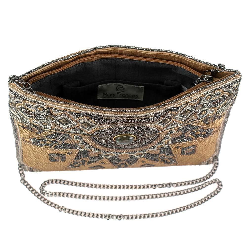 Mary Frances Divine Power Beaded Crossbody Handbag, Gold