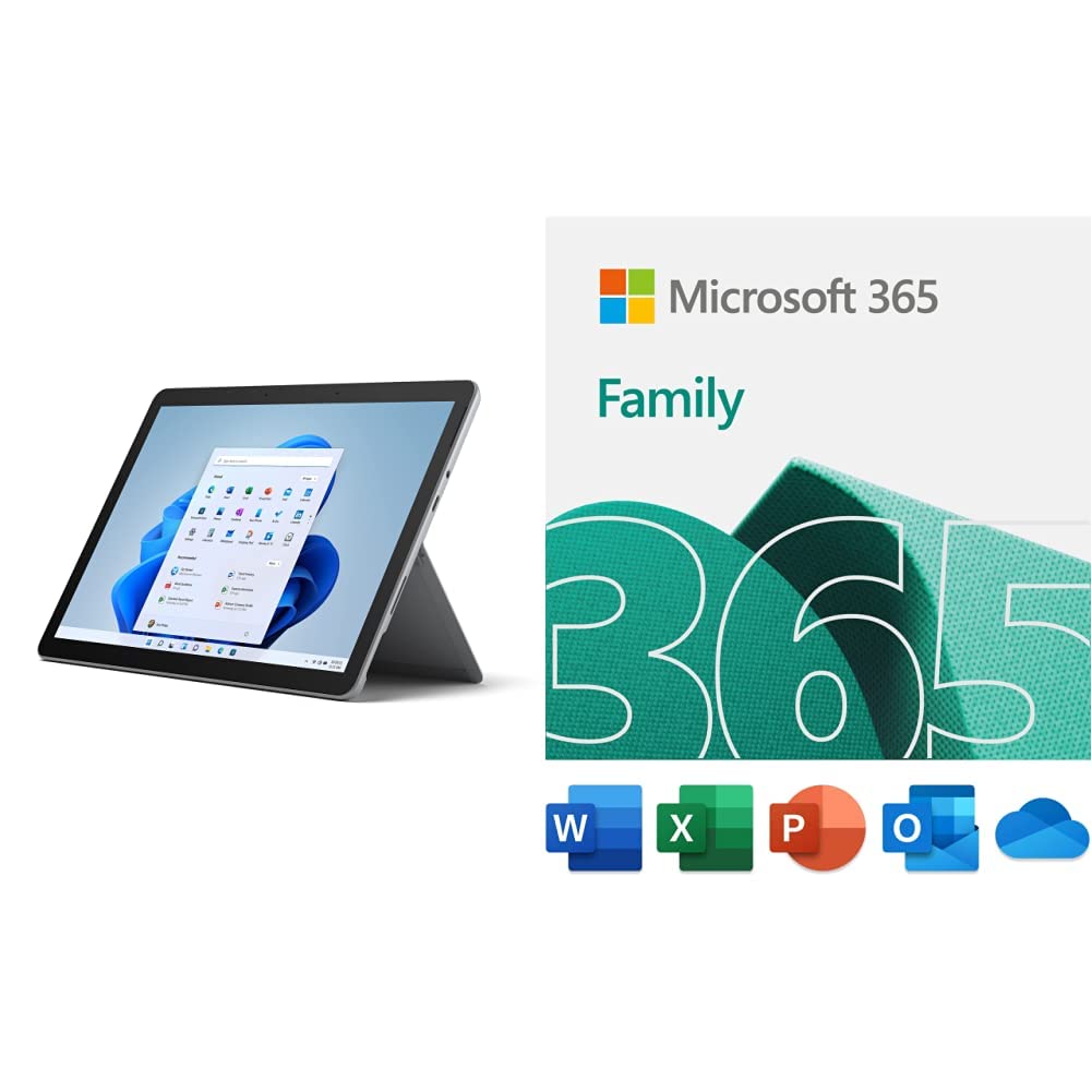 Microsoft Surface Go 3-10.5" Touchscreen - Intel® Pentium® Gold - 8GB Memory - 128GB SSD - Platinum (Latest Model) 365 Family | 15-Month Subscription | PC/Mac Download