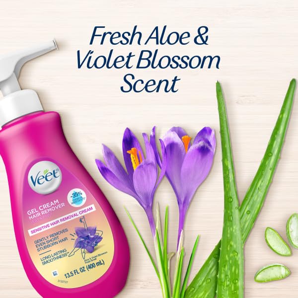Hair Removal Cream – VEET Silk and Fresh Technology Legs & Body Gel Cream Hair Remover, Sensitive Formula with Aloe Vera and Vitamin E, Pump Bottle, 13.5 Fl Oz (Pack of 2)