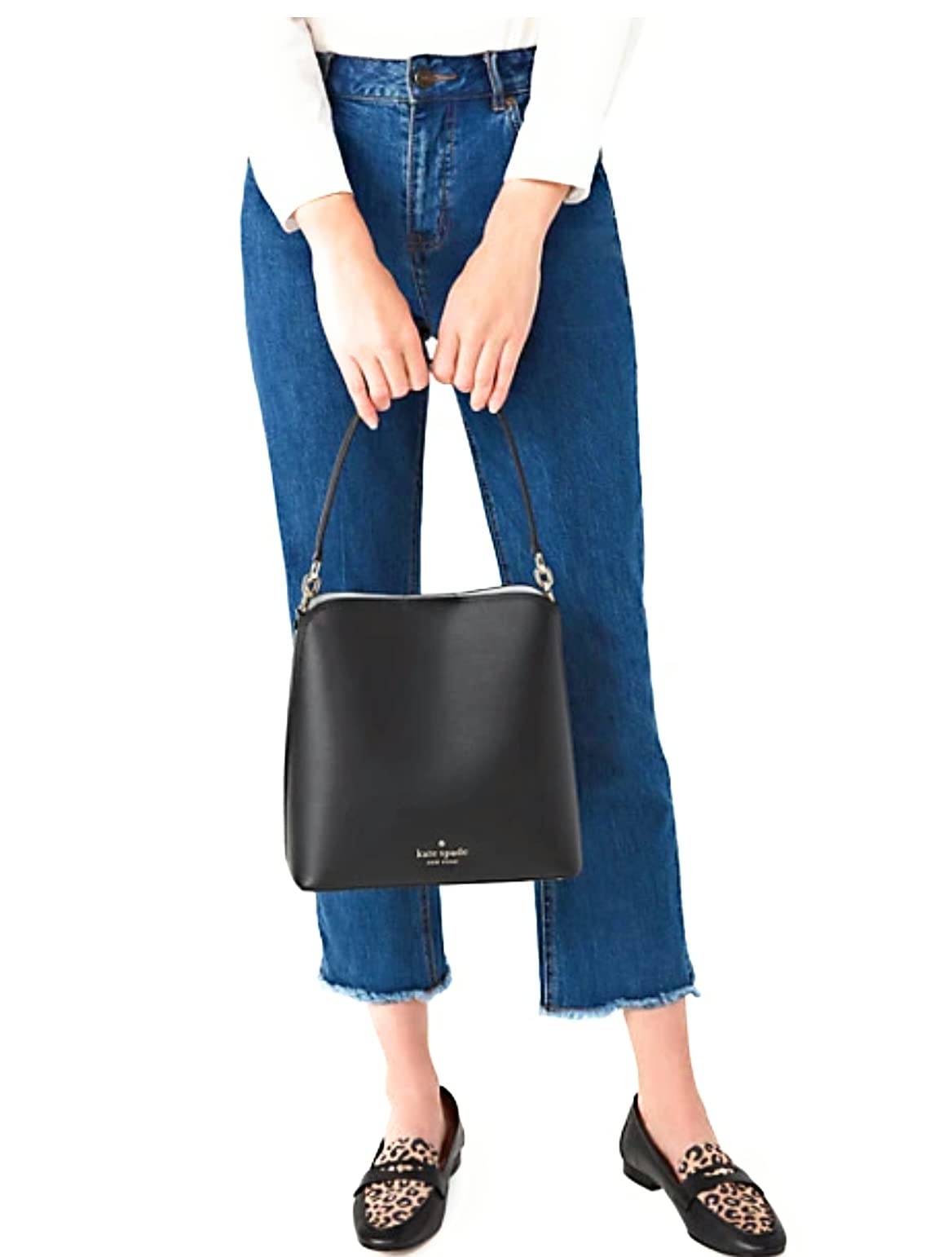 KATE SPADE DARCY LARGE BUCKET CROSSBODY SHOULDER BAG PURSE BLACK LEATHER