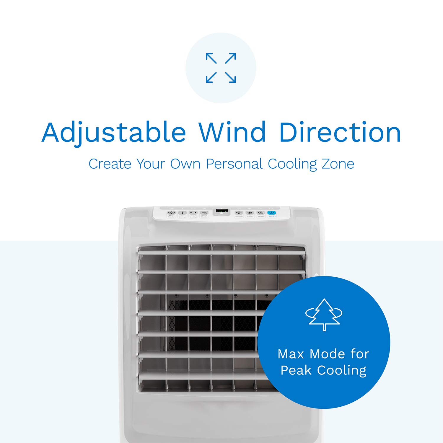 hOmeLabs Evaporative Cooler - Cooling Fan with 3 Wind Modes, 3 Speeds, Timer, Humidifier and Auto Shut Off Function - with 10 Liter Ice Water Tank Capacity - Cools Room up to 200 Square Feet