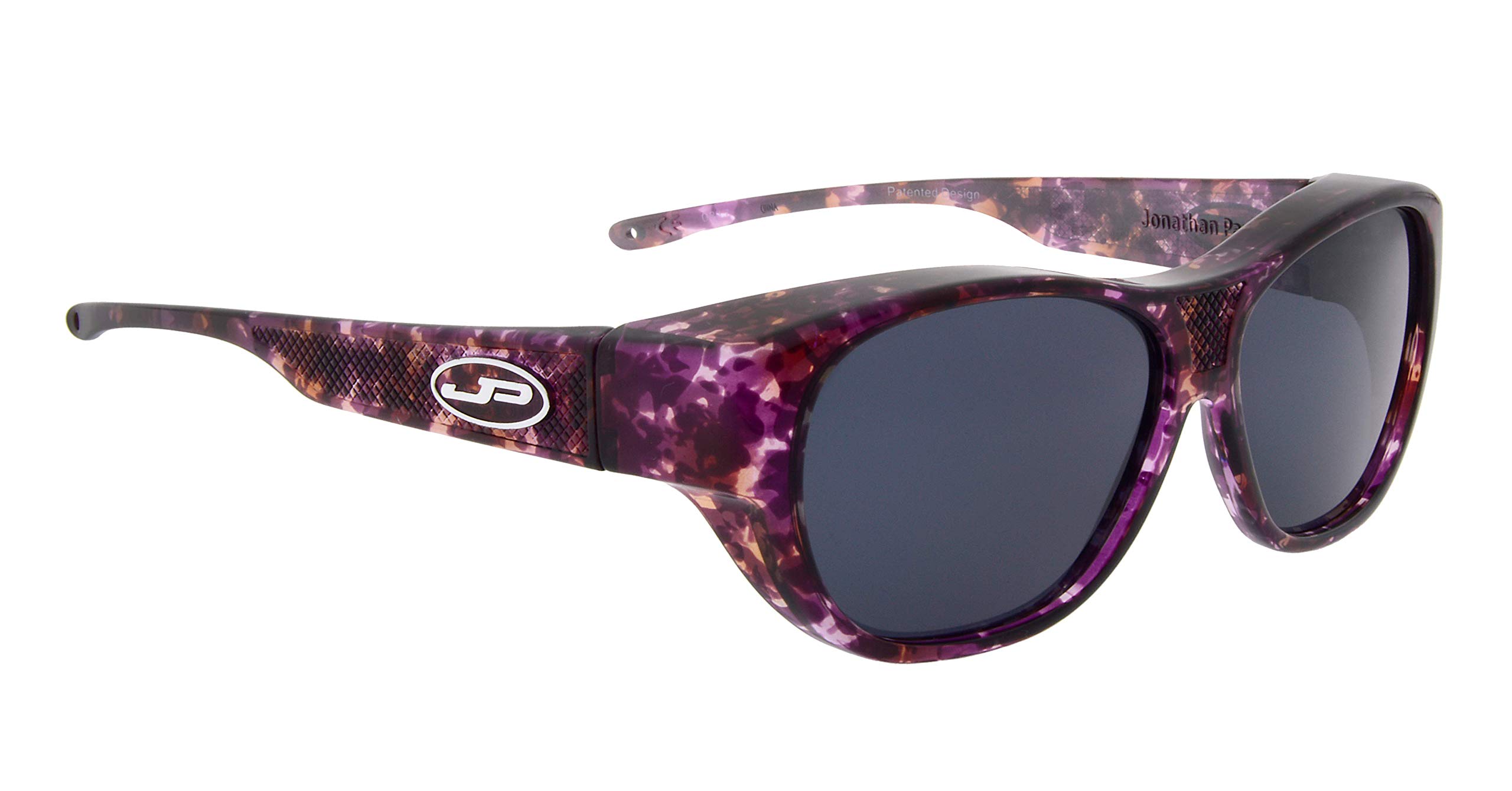 JP by Jonathan Paul Allara Fitovers Sunglasses - Polarized Grey Lenses with 100% UVA and UVB Protection, Oleophobic Smudgeproof coating - Demi Grape Frame