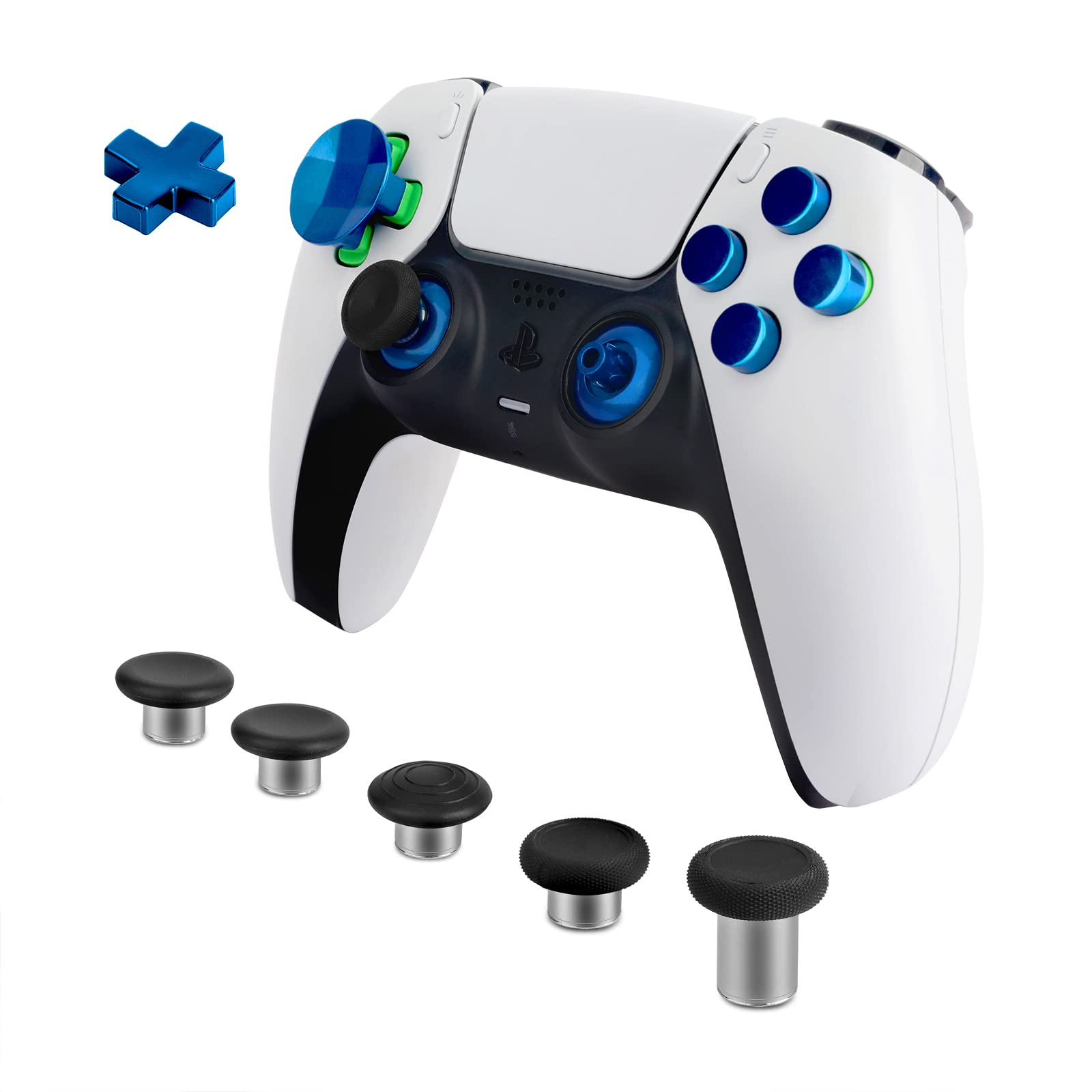 Magnetic Metal Buttons Accessories for PS4 PS5 Controller, Adjustable Height Thumbticks Replacement Parts for PS4 Slim Pro & PS5 Controllers,Includes Joysticks,Actinon Buttons & Dpad(Red)