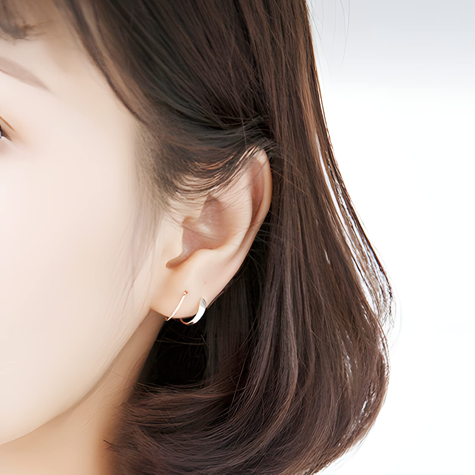 Linbiwer Spiral Hoop Twist Double Earrings Double Piercing Earring Cartilage Piercing 925 Silver Hoop Earrings For Women