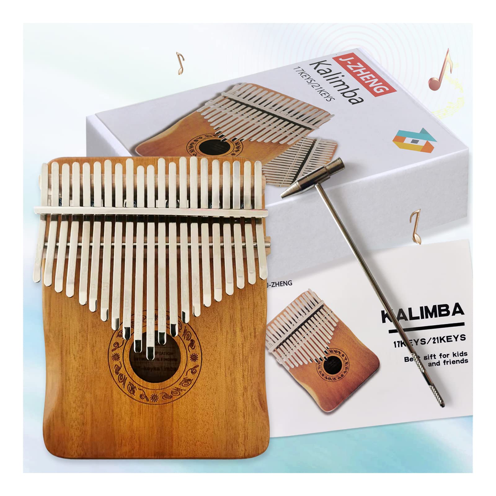 Kalimba portable 21-key thumb piano, easy to learn portable instrument present, suitable for adults, children and beginners