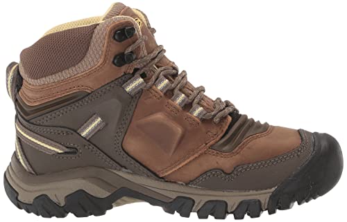 KEEN Women's Ridge Flex Mid Height Waterproof Hiking Boots, Safari/Custard, 8