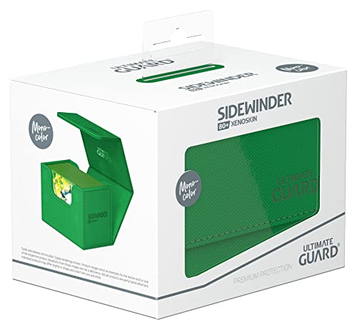 Ultimate Guard Sidewinder 80+, Deck Box for 80 Double-Sleeved TCG Cards, Green, Magnetic Closure & Microfiber Inner Lining for Secure Storage