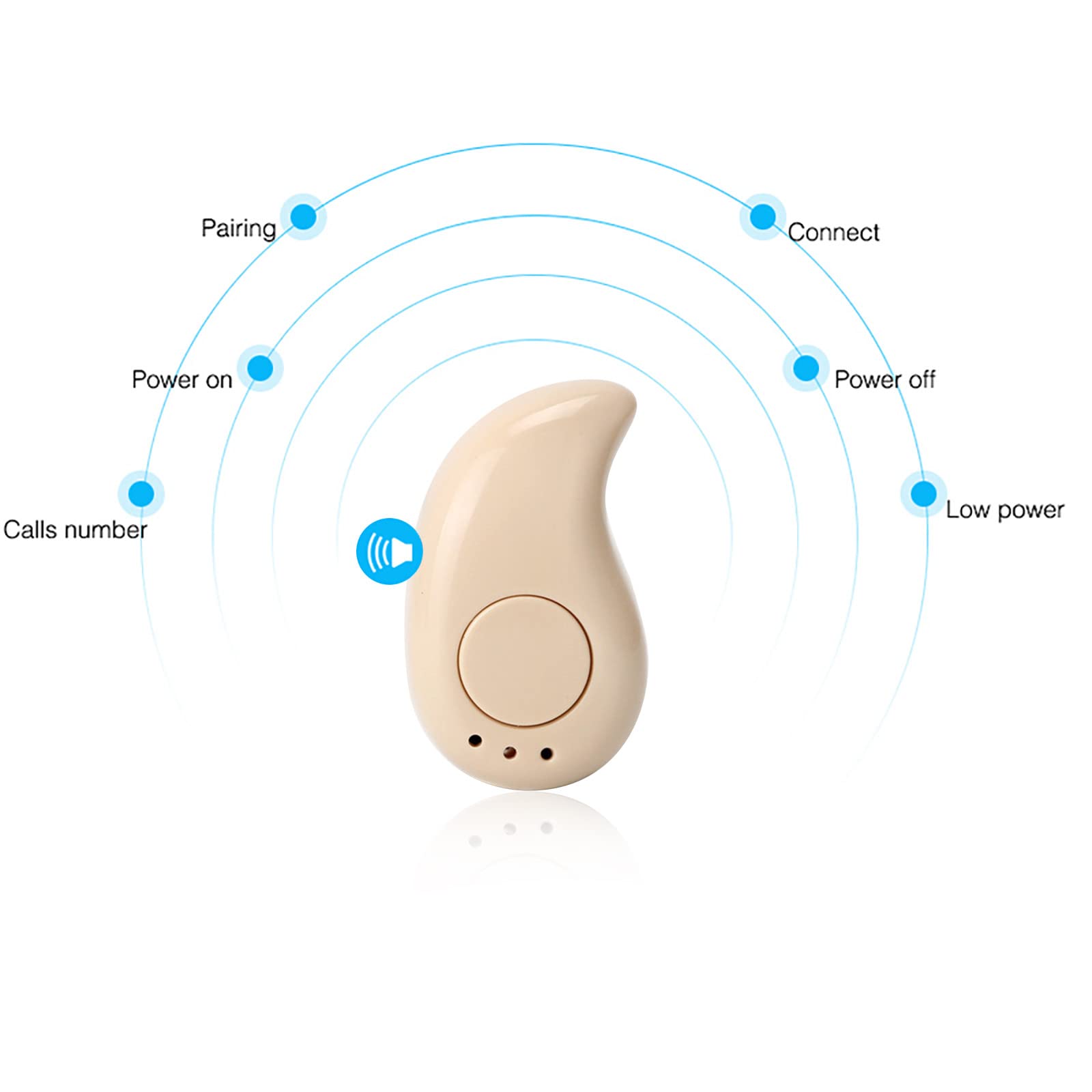 Mini Wireless Bluetooth Headset in-Ear Sport Earphone with Mic Handsfree Headset for Running Fitness Invisible Single Ear Earbuds for Most Smart Phone