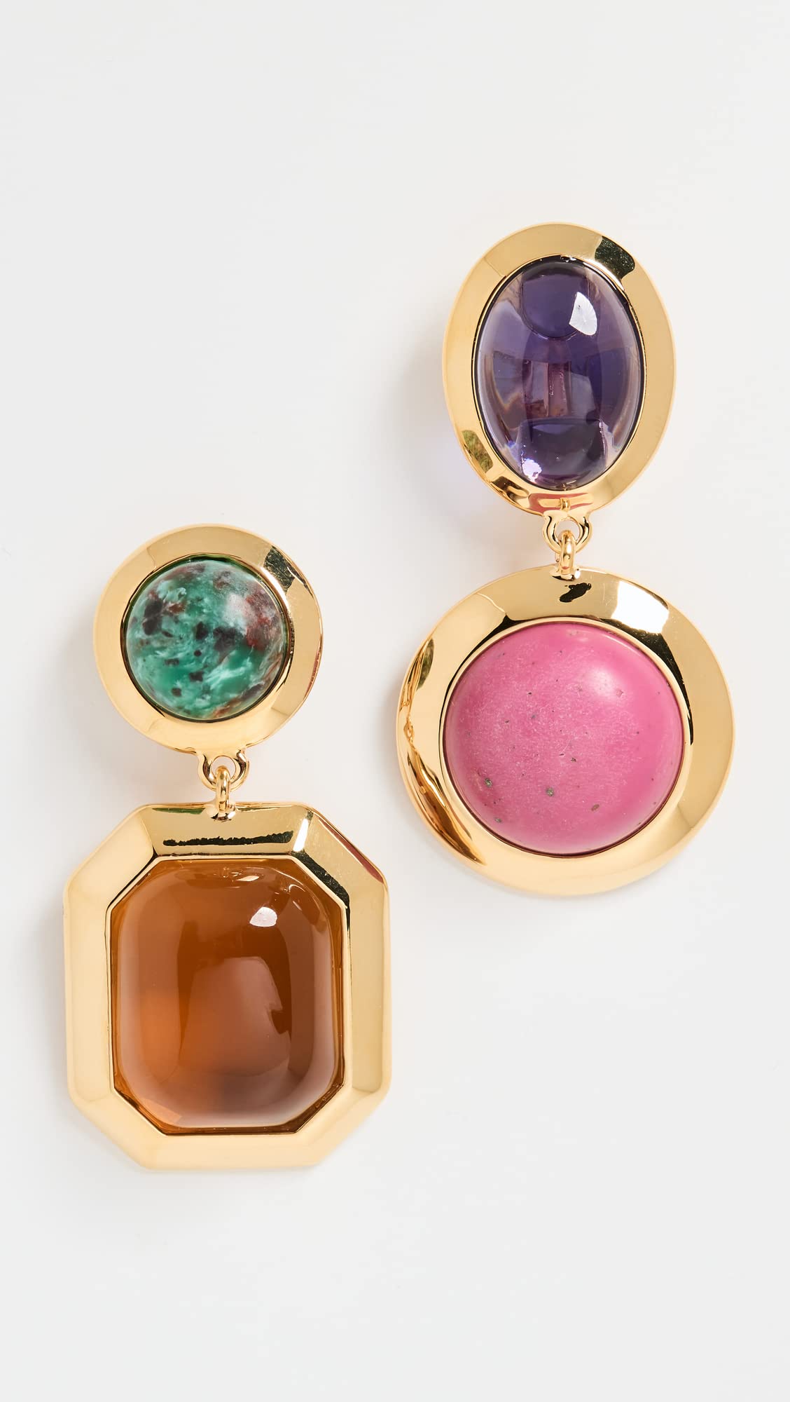Lele Sadoughi Women's Bezel Jewel Drop Earrings, Glass Rainbow, One Size