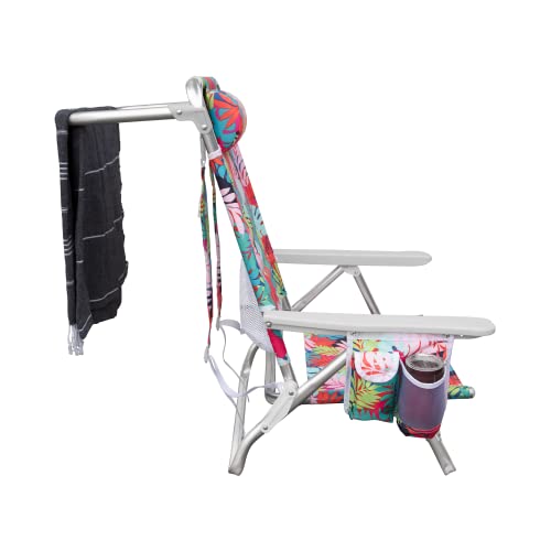 Hurley Backpack Beach Chair, One Size, Aluminum, Tropical