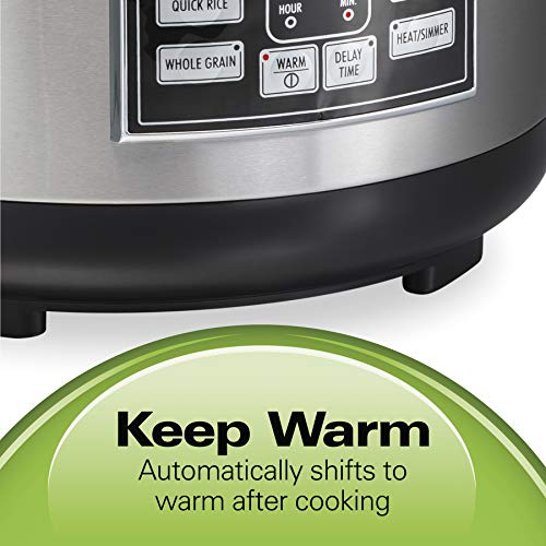 Hamilton Beach Digital Programmable Rice Cooker & Food Steamer, 20 Cups Cooked (10 Uncooked), With Steam & Rinse Basket, Stainless Steel (37543)