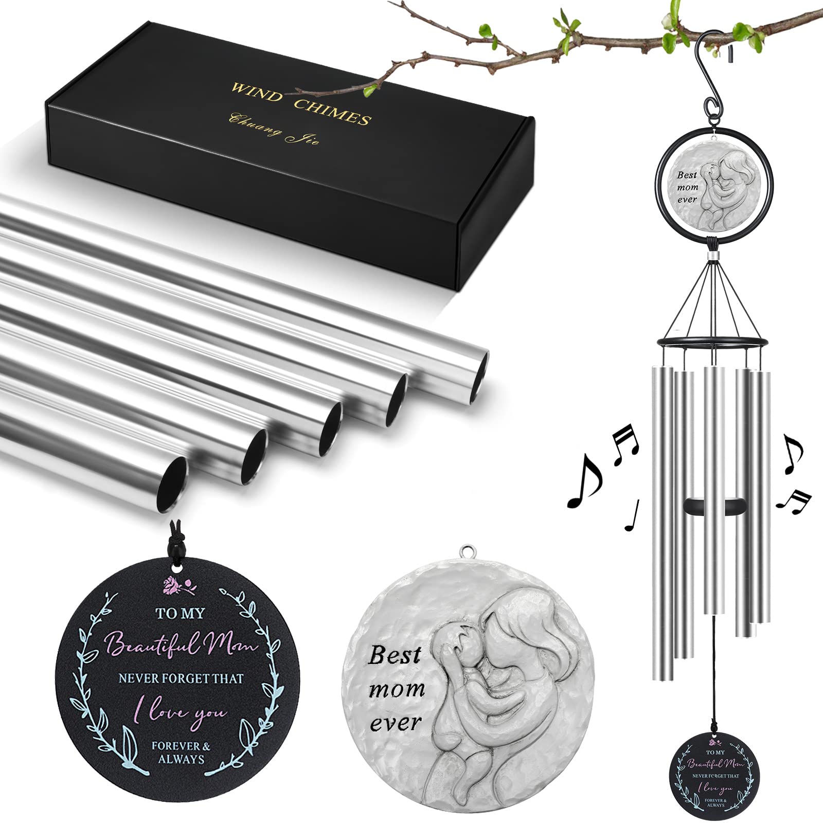 Gifts for Mom from Daughter, Son - Birthday Gifts, Thank You Gifts for Mom, Perfect Present for Mothers of All Ages, 36â Outdoor Wind Chimes